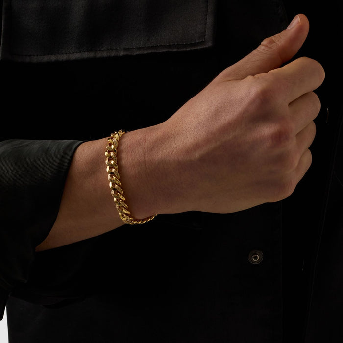 8mm Miami Iced Diamond Cuban Link Bracelet - 18k Gold | CRAFTD London