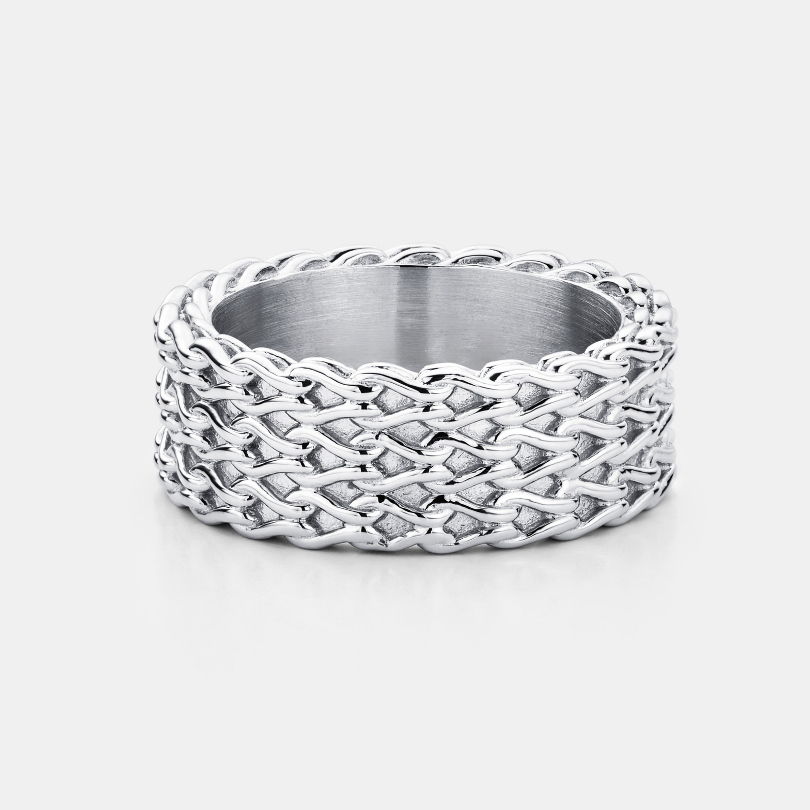 Men's Rope Stack Band Ring (Silver)