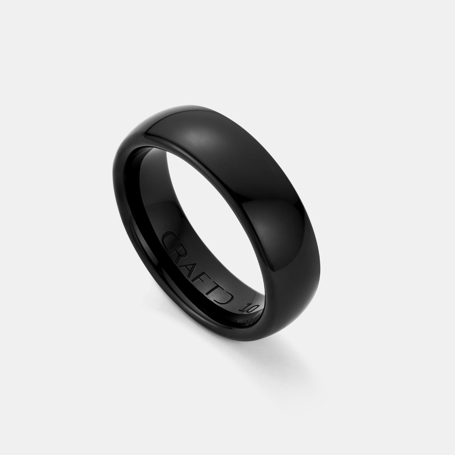 Black Men's Rounded Wedding Ring 7mm | Sterling Silver | CRAFTD