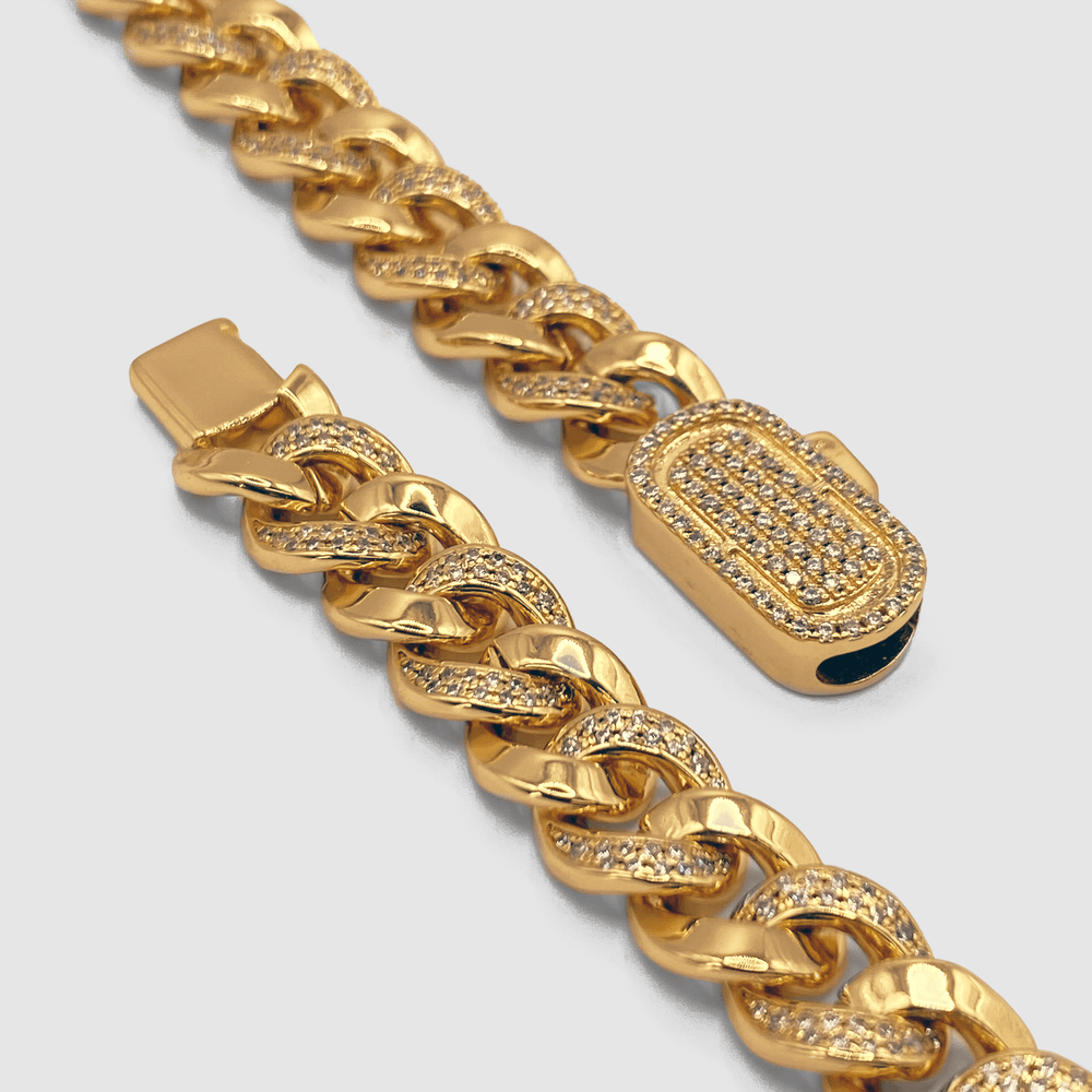 8mm Miami Iced Diamond Cuban Link Chain - 18k Gold | CRAFTD London